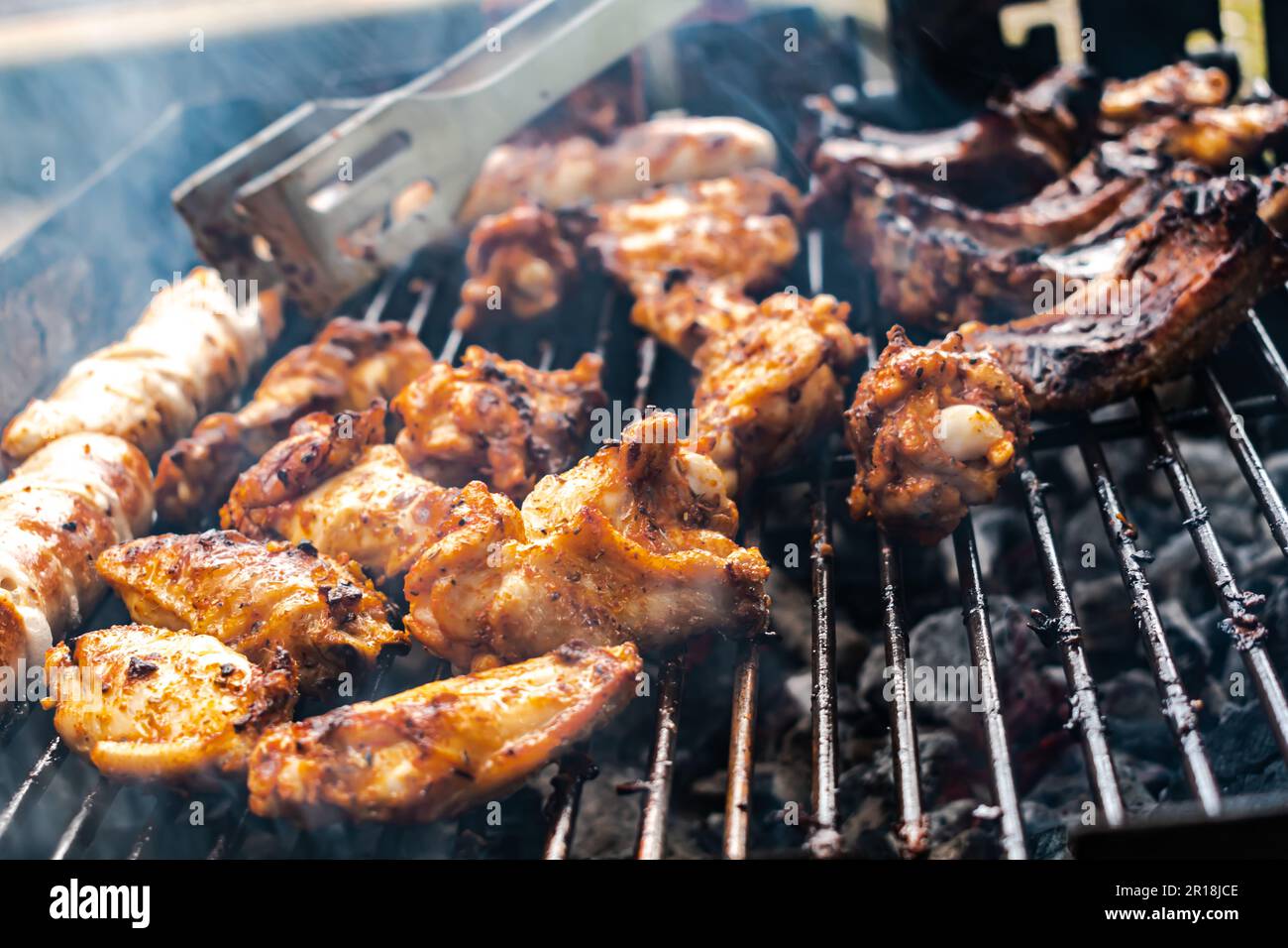 Cook put chicken meat on hi-res stock photography and images - Alamy