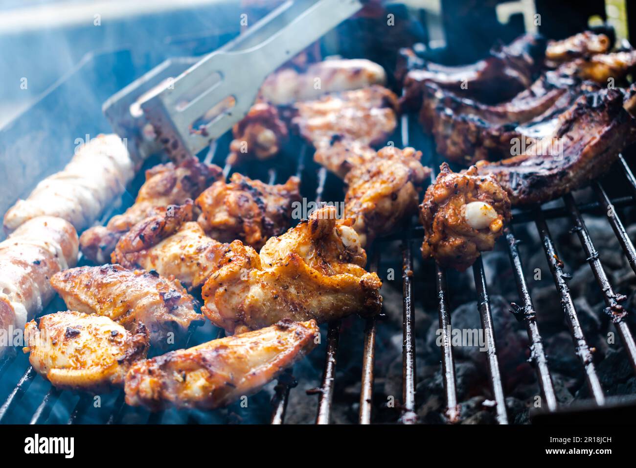 Cook put chicken meat on hi-res stock photography and images - Alamy