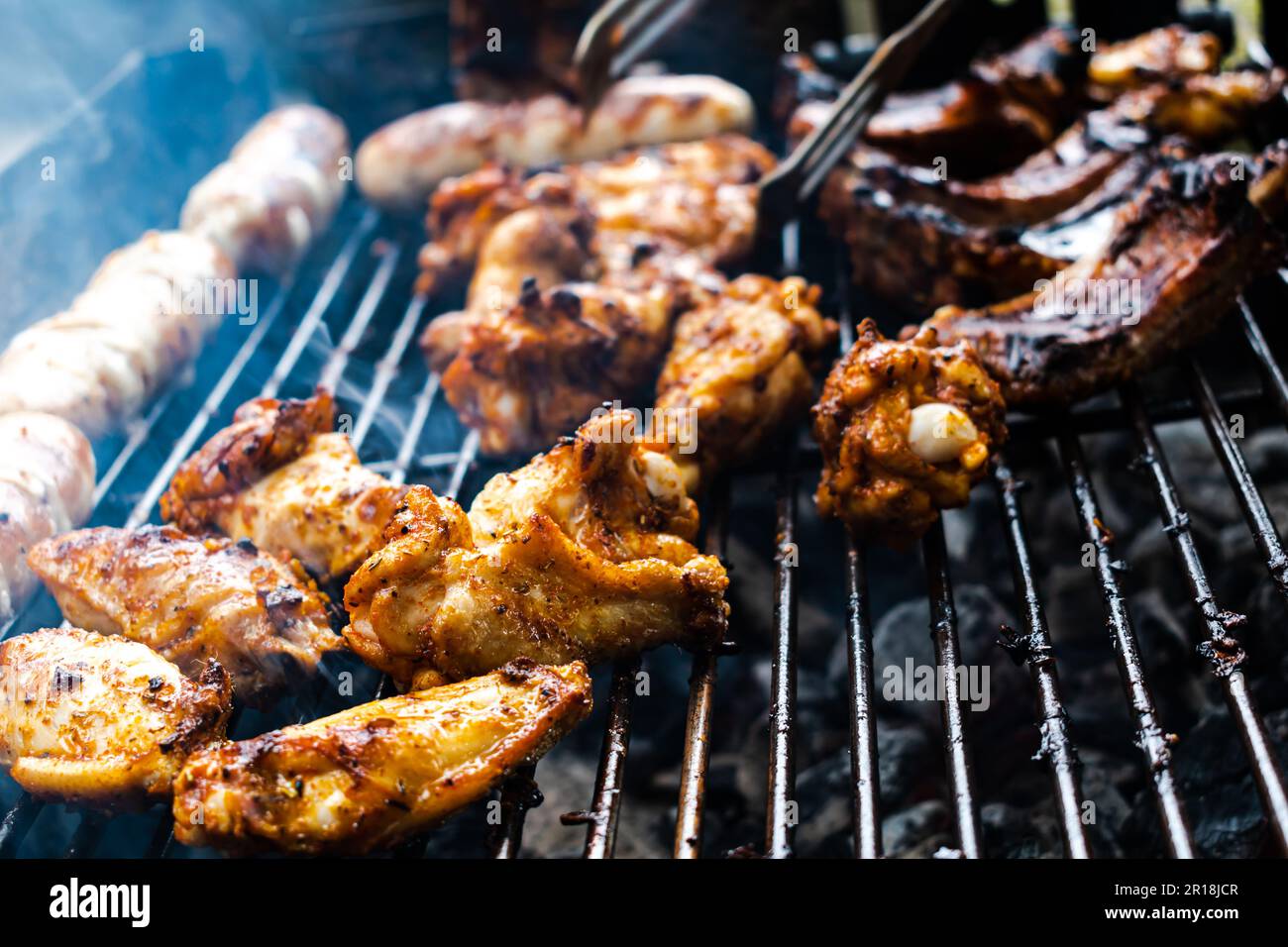 Cook put chicken meat on hi-res stock photography and images - Alamy