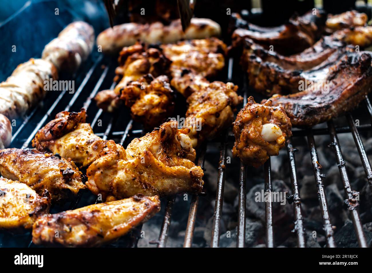 Cook put chicken meat on hi-res stock photography and images - Alamy