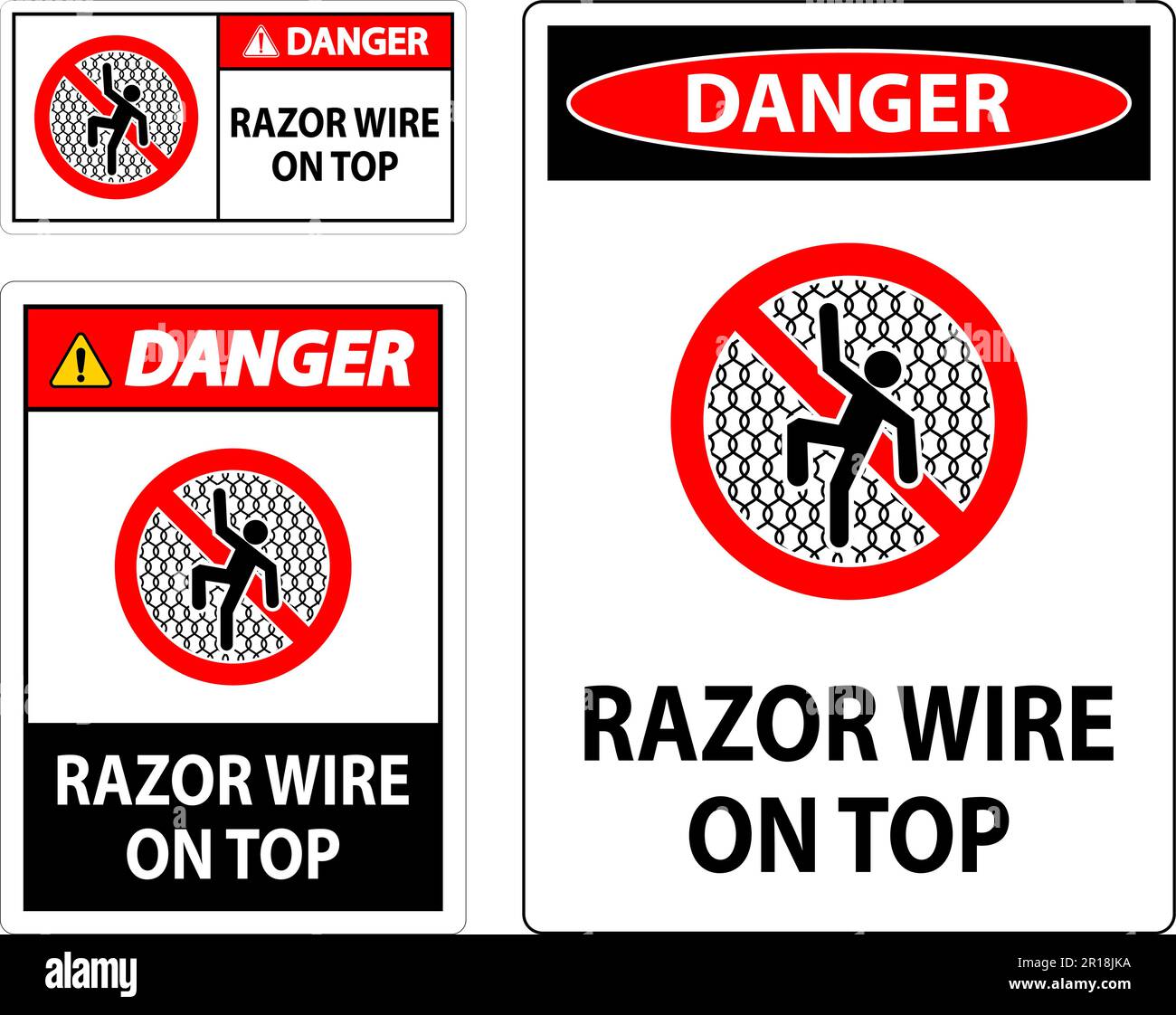 Symbol Danger Sign Razor Wire on Top Stock Vector Image & Art - Alamy