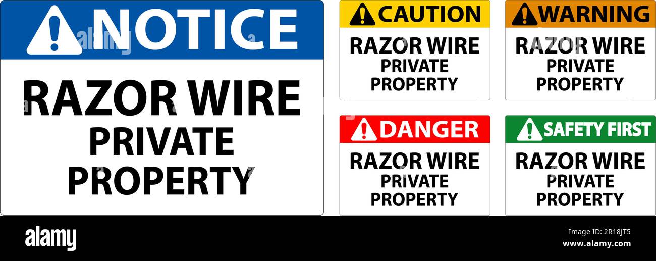 Danger Sign Razor Wire, Private Property Sign Stock Vector Image & Art ...