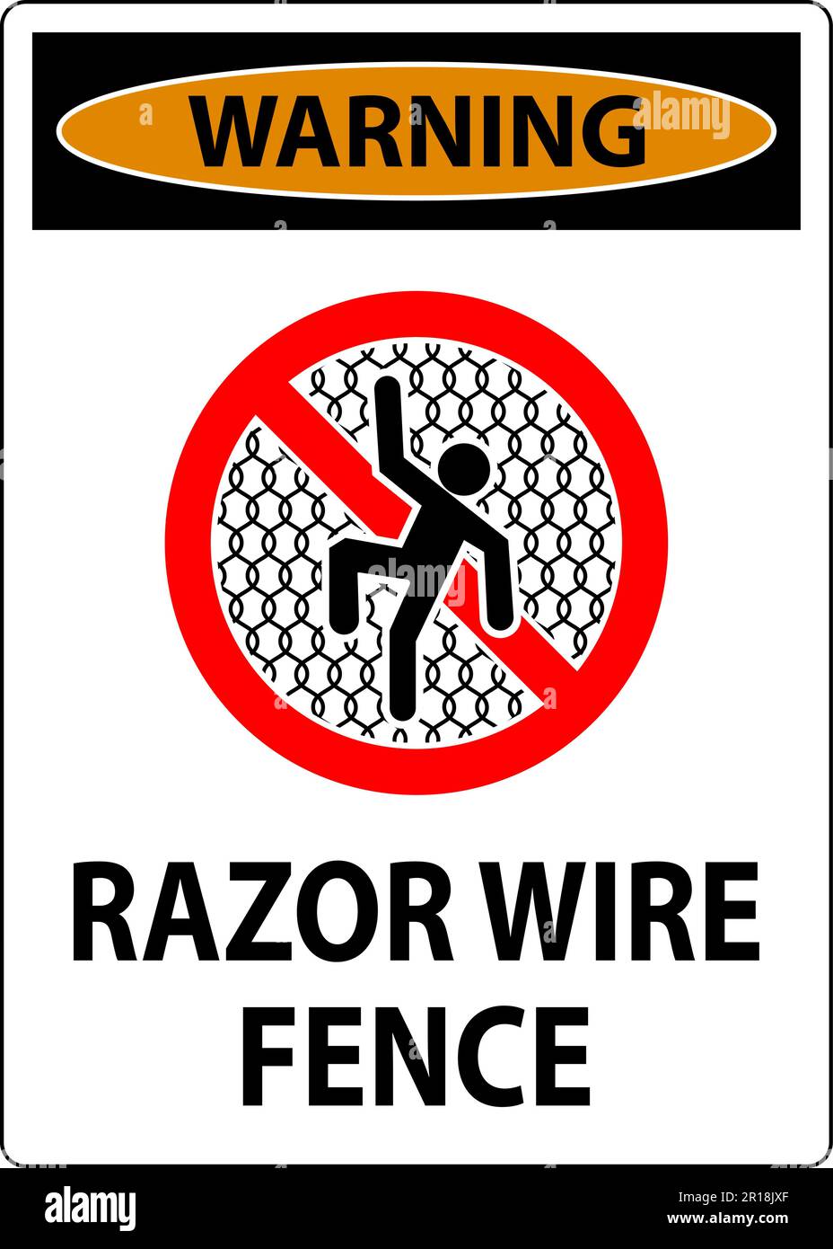 Warning Sign Razor Wire Fence On White Background Stock Vector Image ...