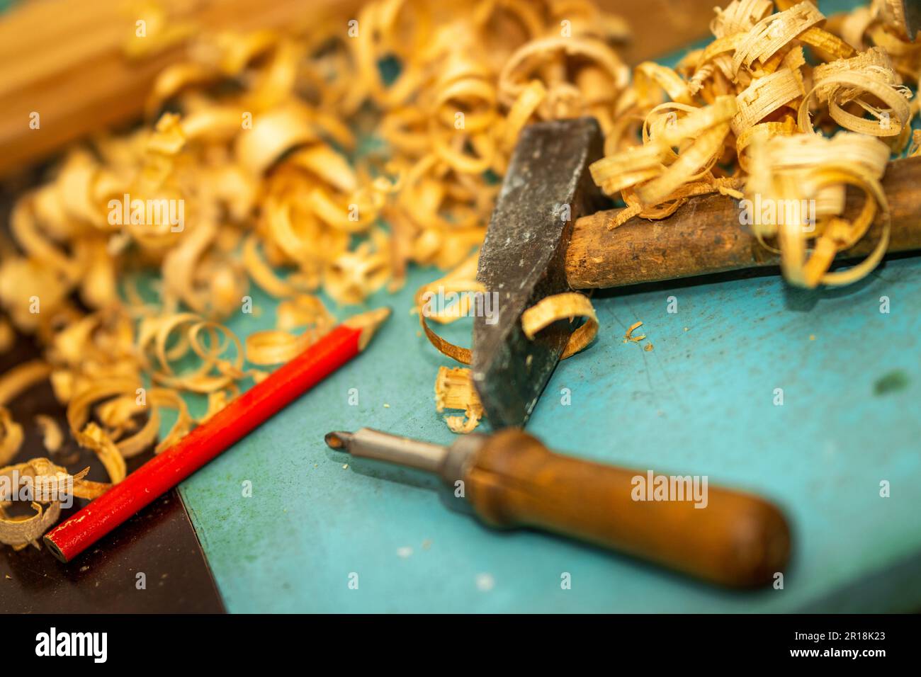 A collection of woodworking tools are displayed in this photo ...