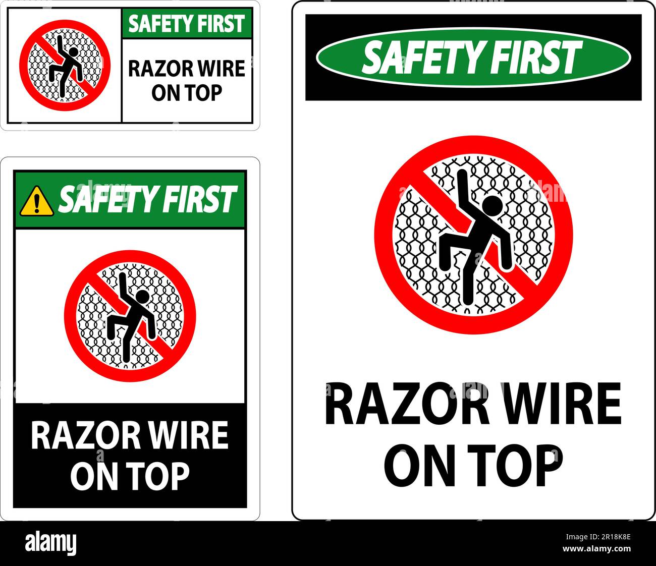 Symbol Safety First Sign Razor Wire on Top Stock Vector Image & Art - Alamy
