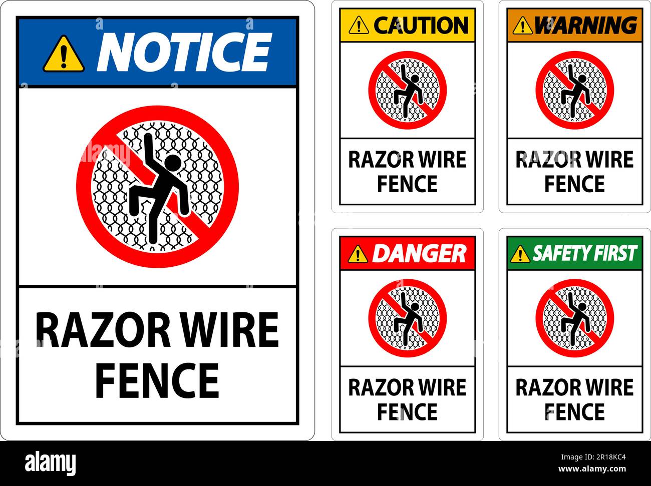 Danger Sign Razor Wire Fence On White Background Stock Vector Image ...