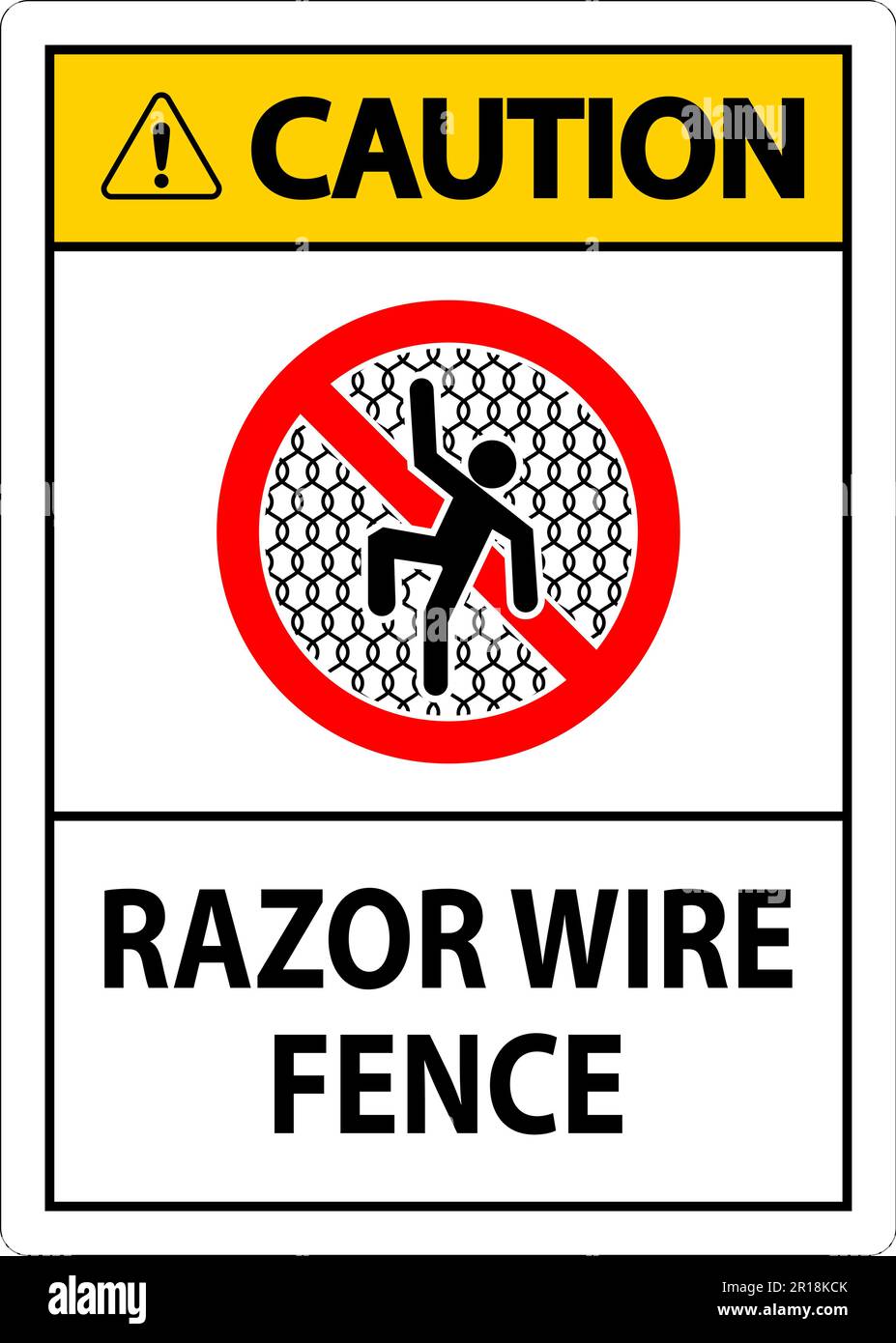 Caution Sign Razor Wire Fence On White Background Stock Vector Image ...