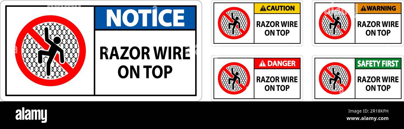Symbol Danger Sign Razor Wire on Top Stock Vector Image & Art - Alamy