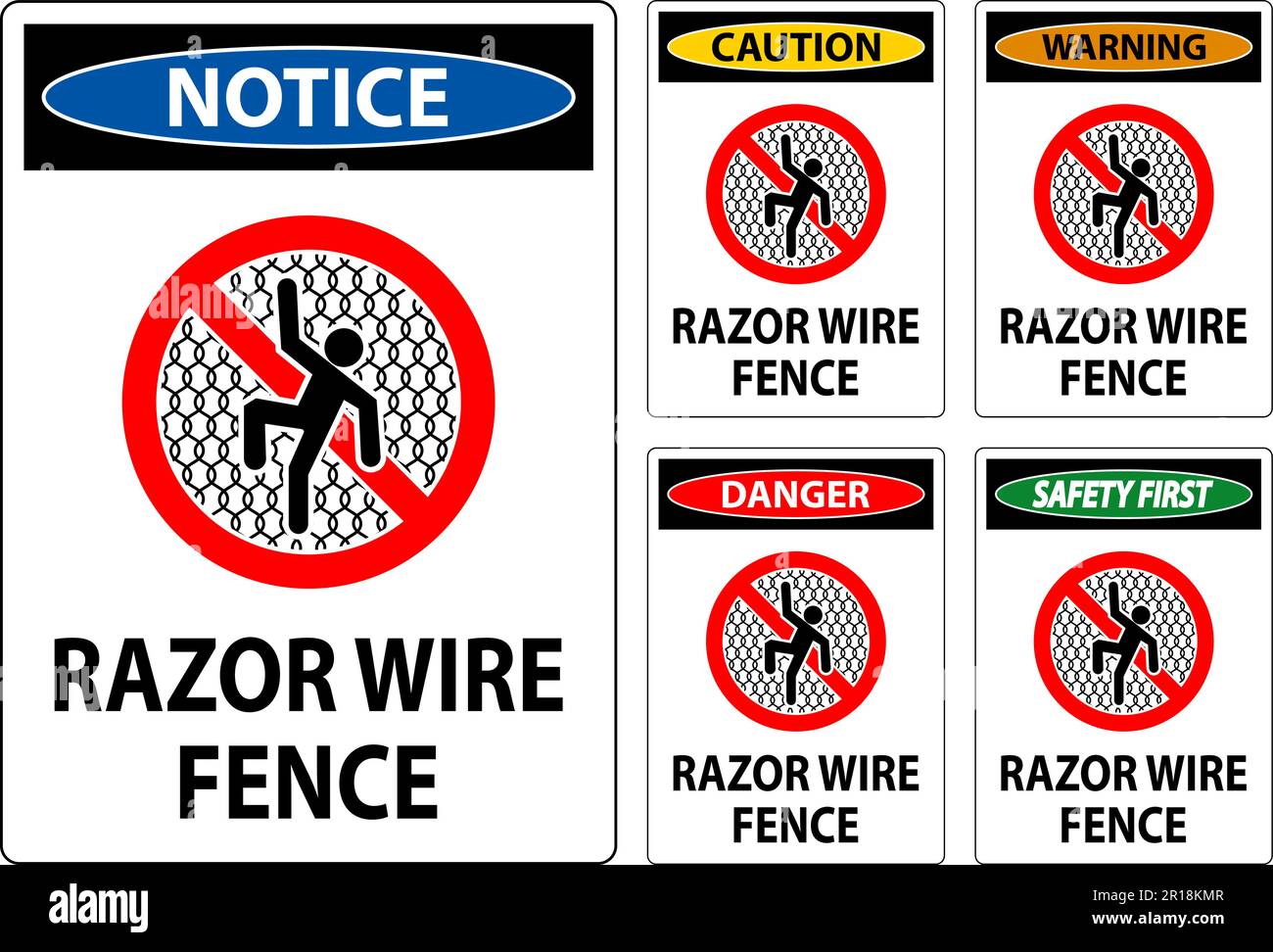 Danger Sign Razor Wire Fence On White Background Stock Vector Image ...