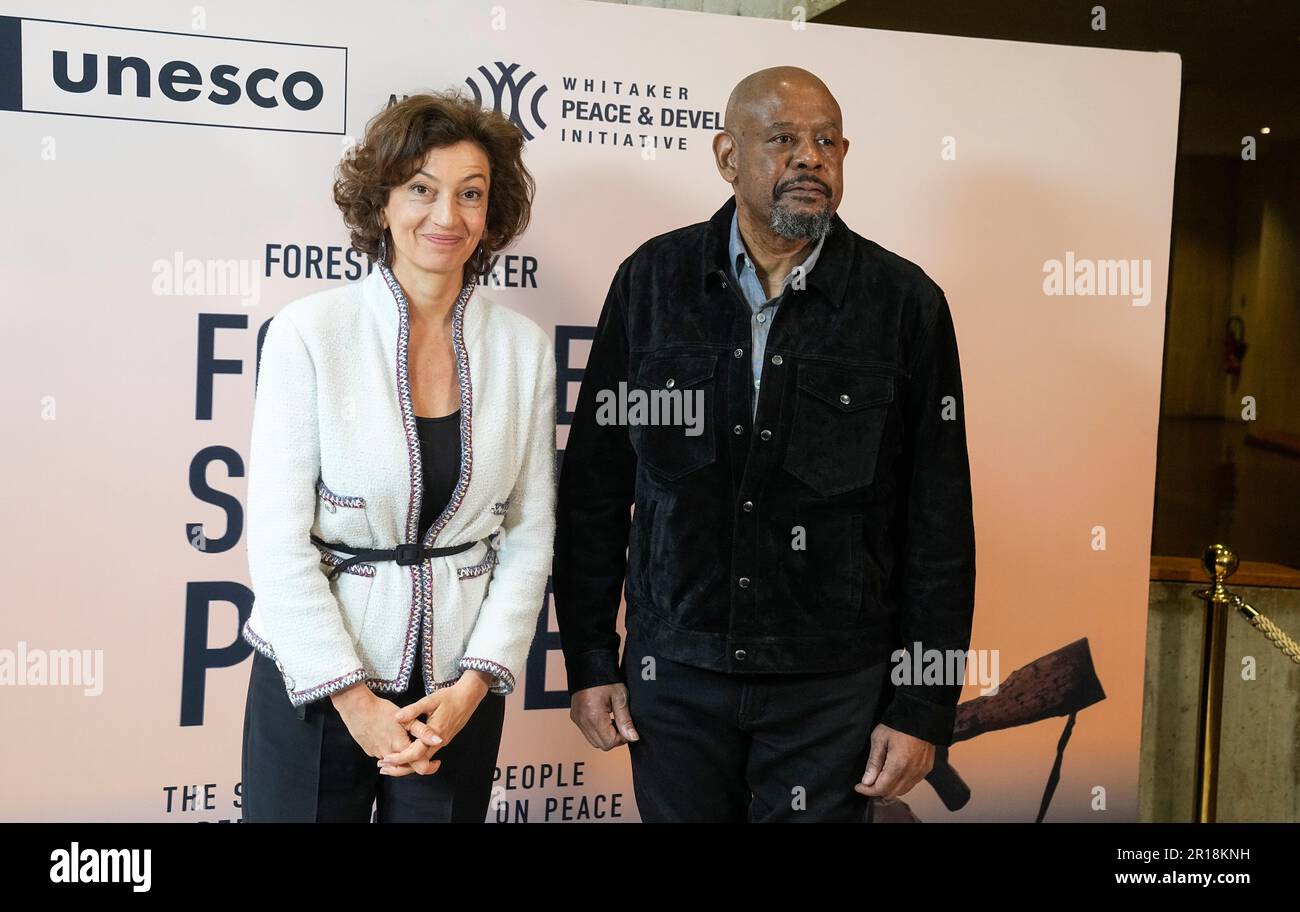 UNESCO Director General Audrey Azoulay, left, and American actor and ...