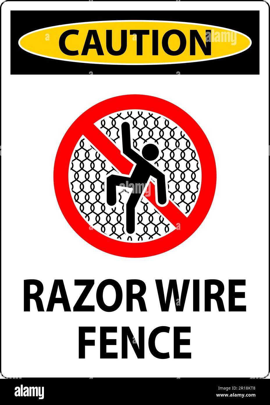 Caution Sign Razor Wire Fence On White Background Stock Vector Image ...