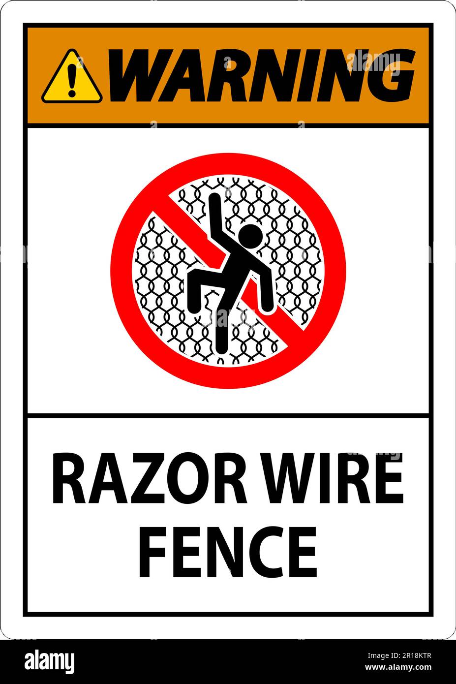 Warning Sign Razor Wire Fence On White Background Stock Vector Image ...