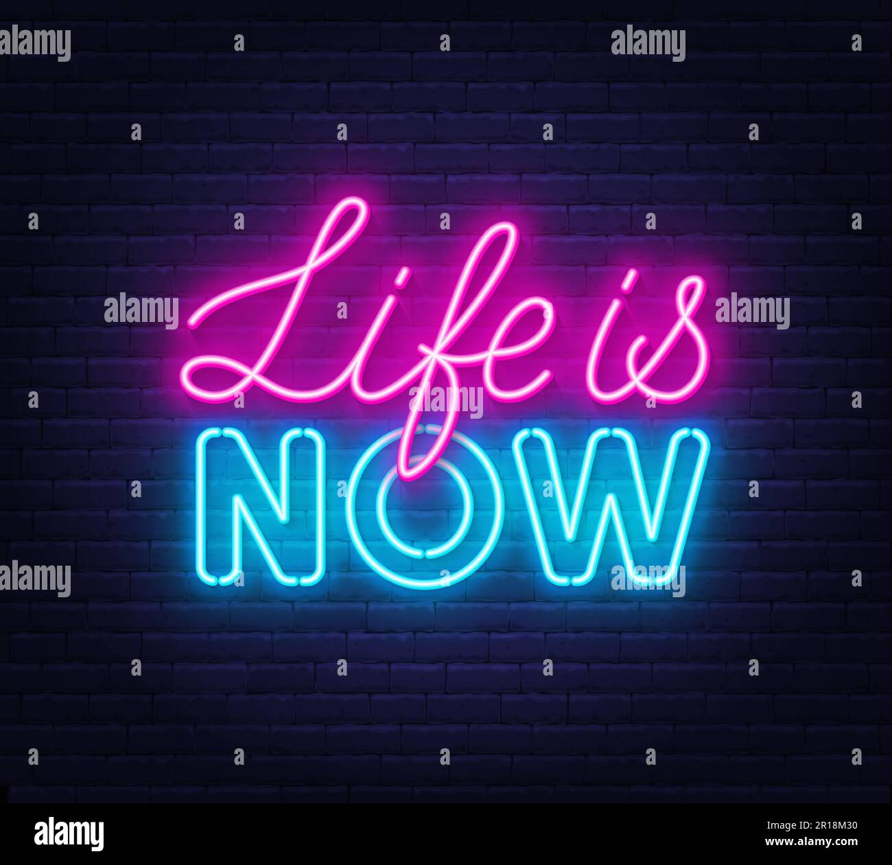 Life is Now neon quote on brick wall background Stock Vector Image ...