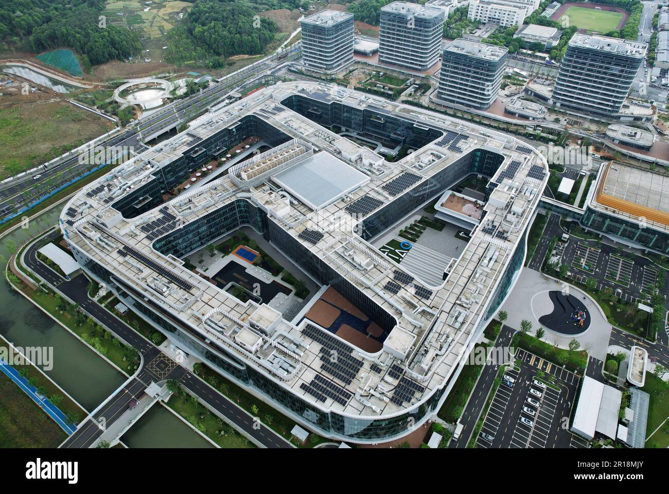 Aerial photo shows the Cainiao Network Global Headquarters in Hangzhou ...