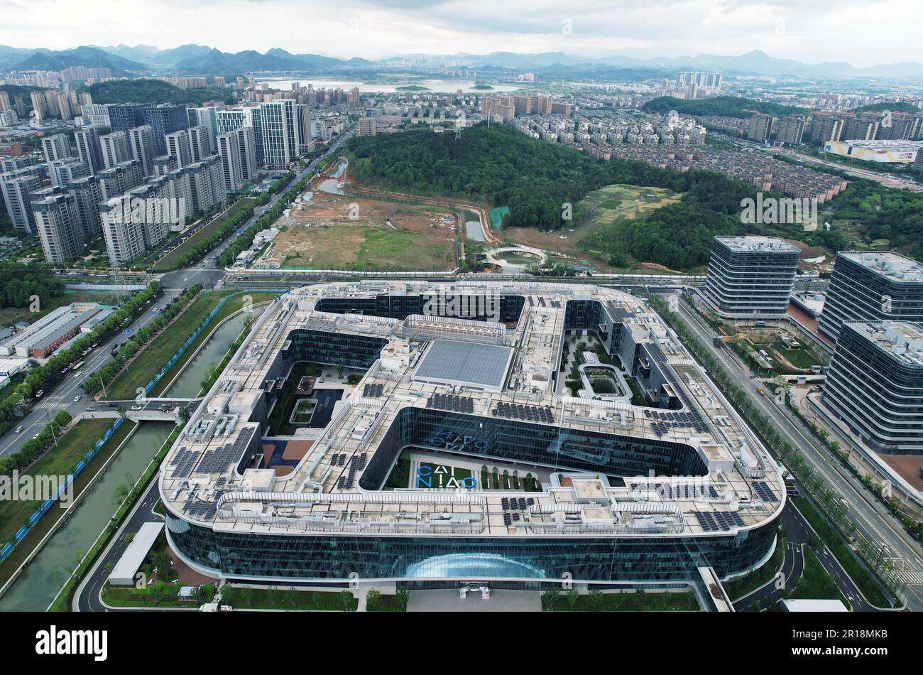 Aerial photo shows the Cainiao Network Global Headquarters in Hangzhou ...