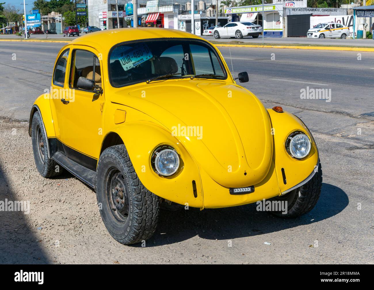 Vehicles road traffic on highway 307, Bacalar, Quintana Roo, Mexico ...