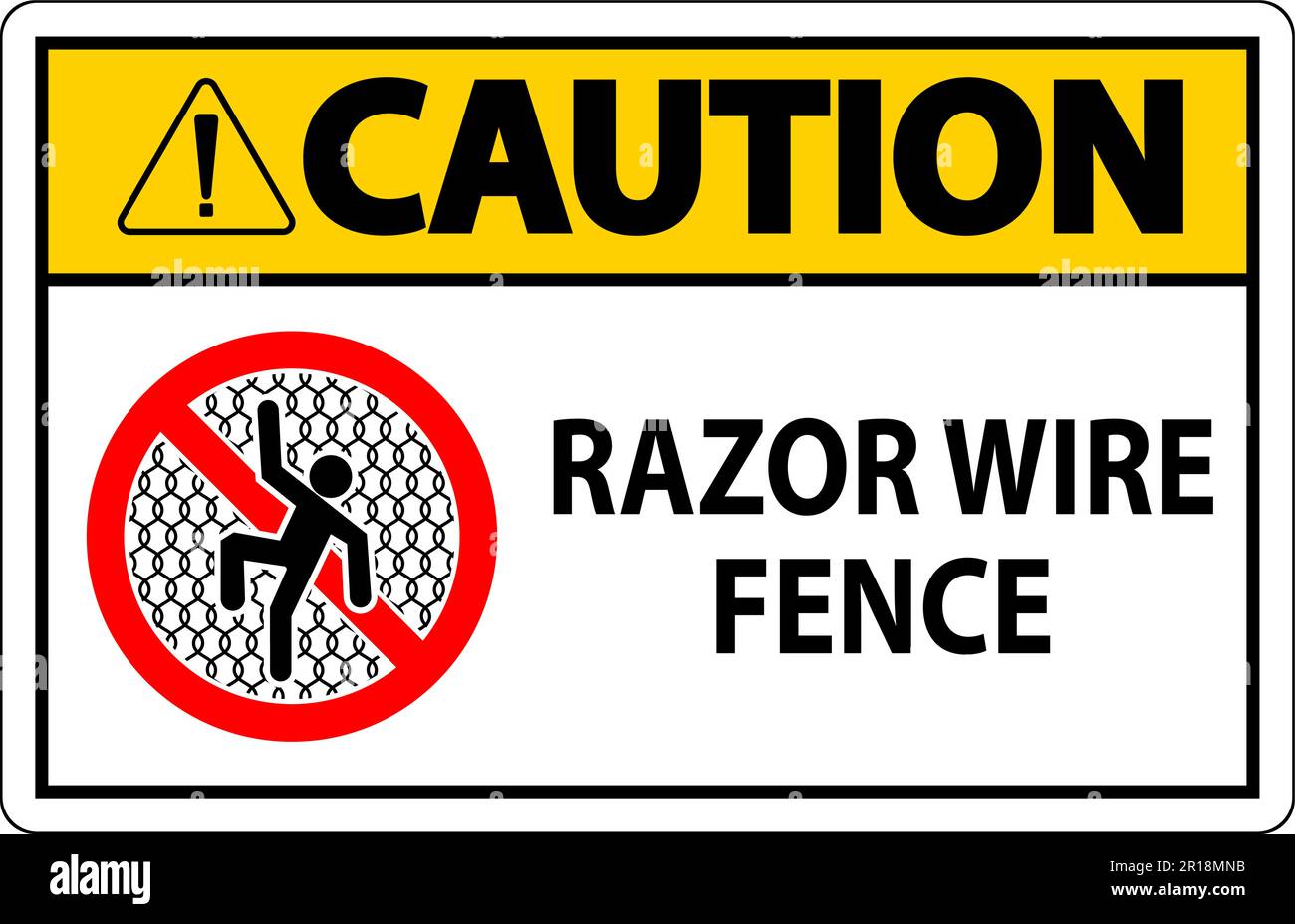 Caution Sign Razor Wire Fence On White Background Stock Vector Image ...