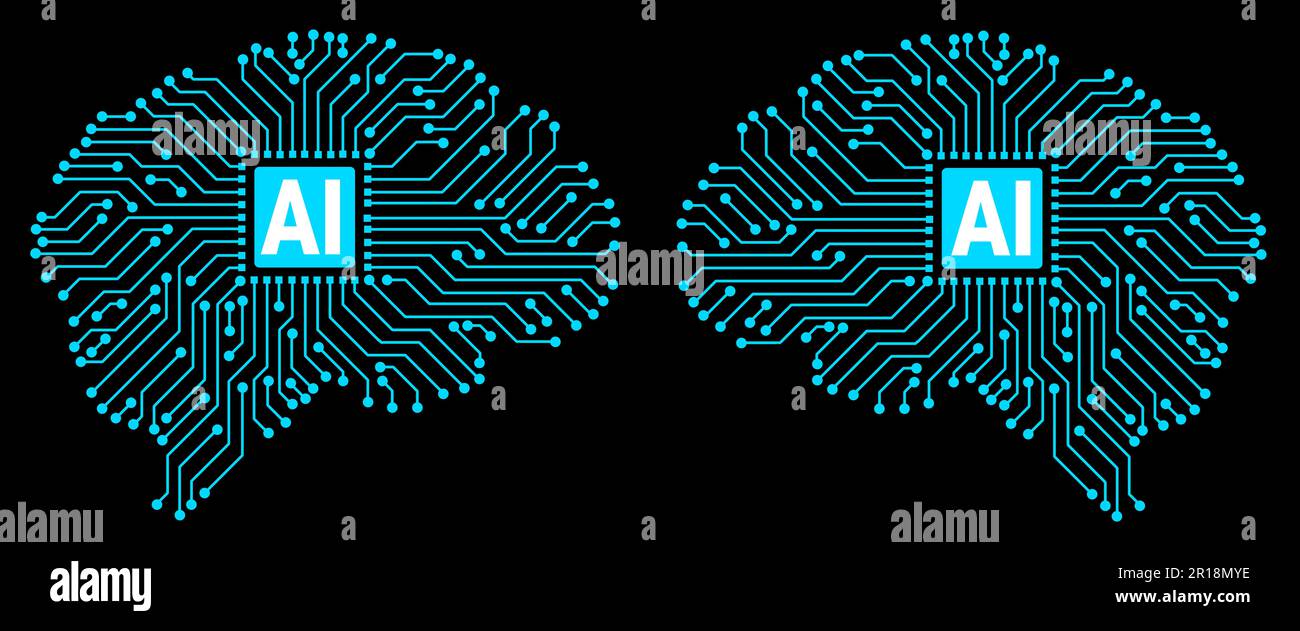 Artificial intelligence concept. Brain human with artificial ...