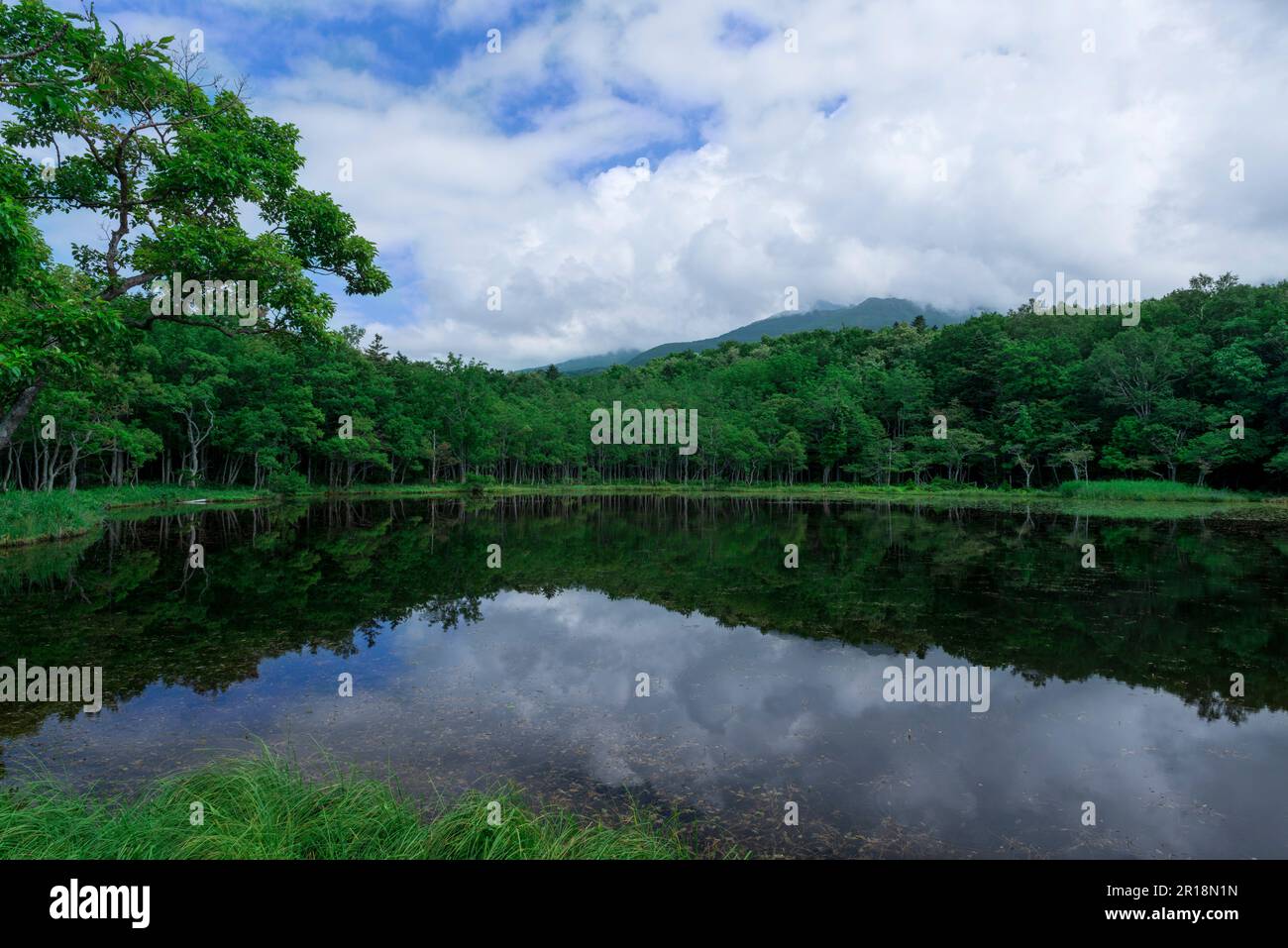 Pristine waters of Shiretoko five lakes like a reflection on a mirror ...