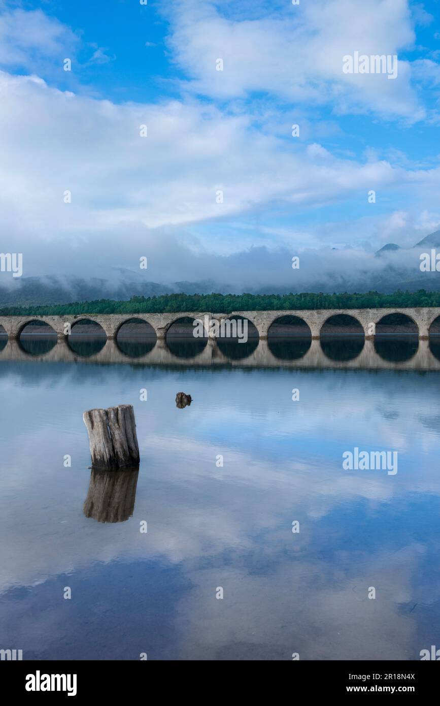 Taushubetsu bridge, the bridge of illusion seen from Lake Nukabira ...