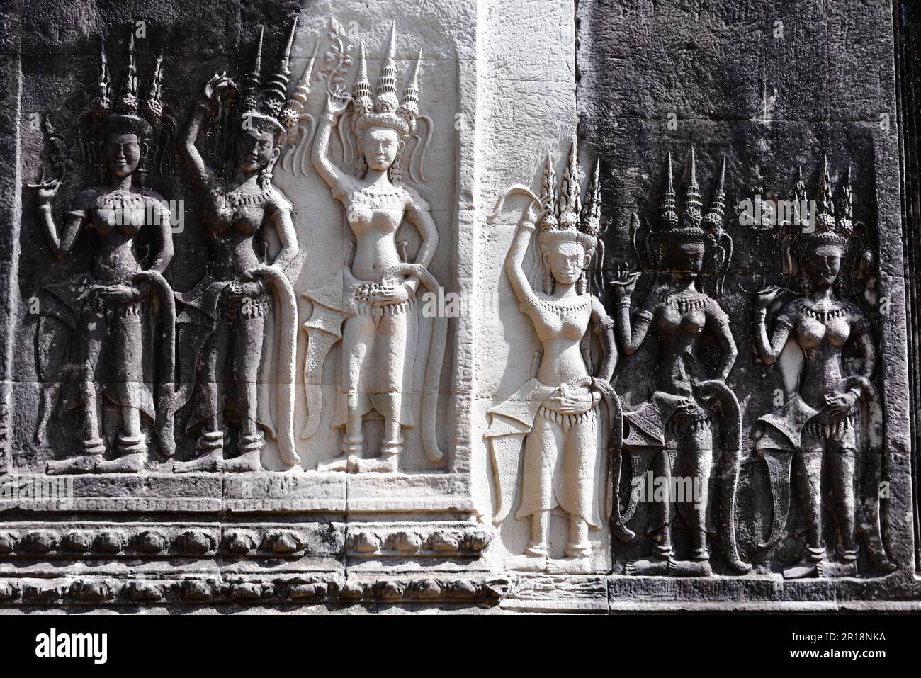 Detail of stone carvings of Apsara is a beautiful and seductive girl of ...