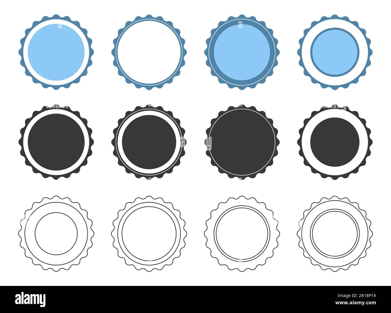 Round stamp signs set. Shape, badge star. Circle signs collection ...