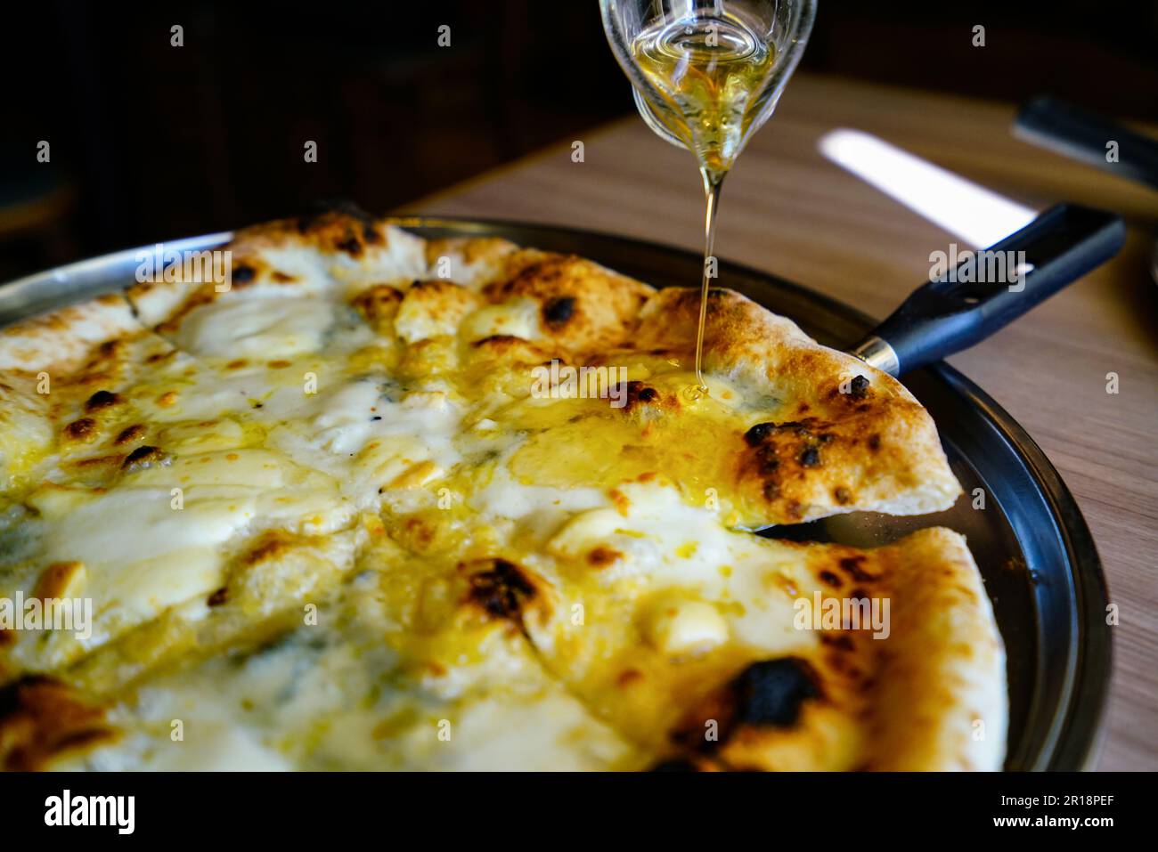 a cuisine photo of Neapolitan Pizza(Quattroformaggi Stock Photo - Alamy