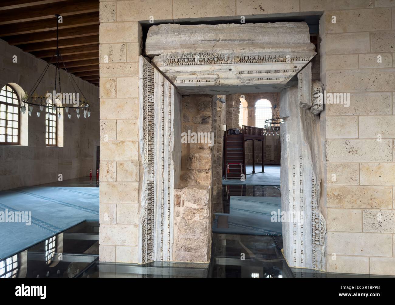 Ancient Roman doorway inside the interior of the renovated Broken ...