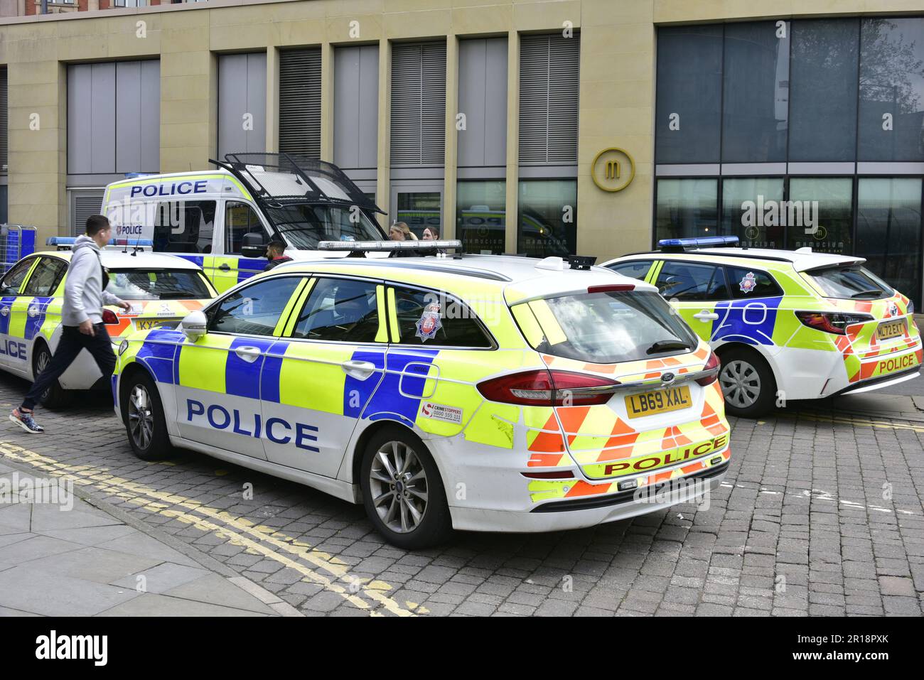 Many police vehicles, Manchester UK, police car, cars Stock Photo - Alamy