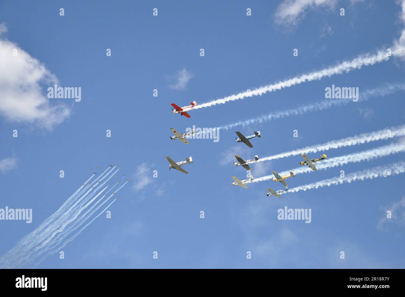 Two formations of planes in sky world war two Stock Photo - Alamy
