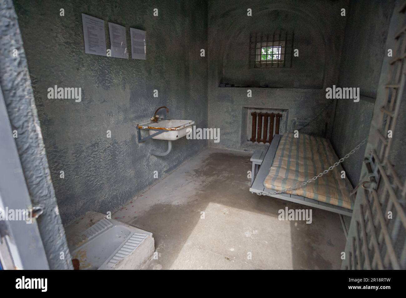 The Hague, Netherlands. 11th May 2023. Replica of prison cell of Putin ...