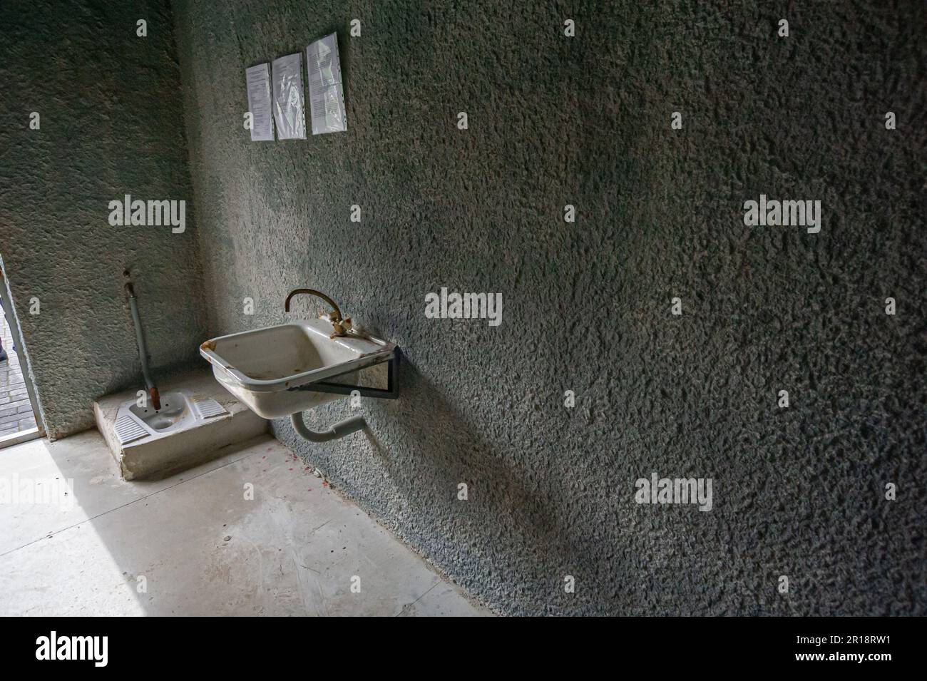 The Hague, Netherlands. 11th May 2023. Replica of prison cell of Putin ...