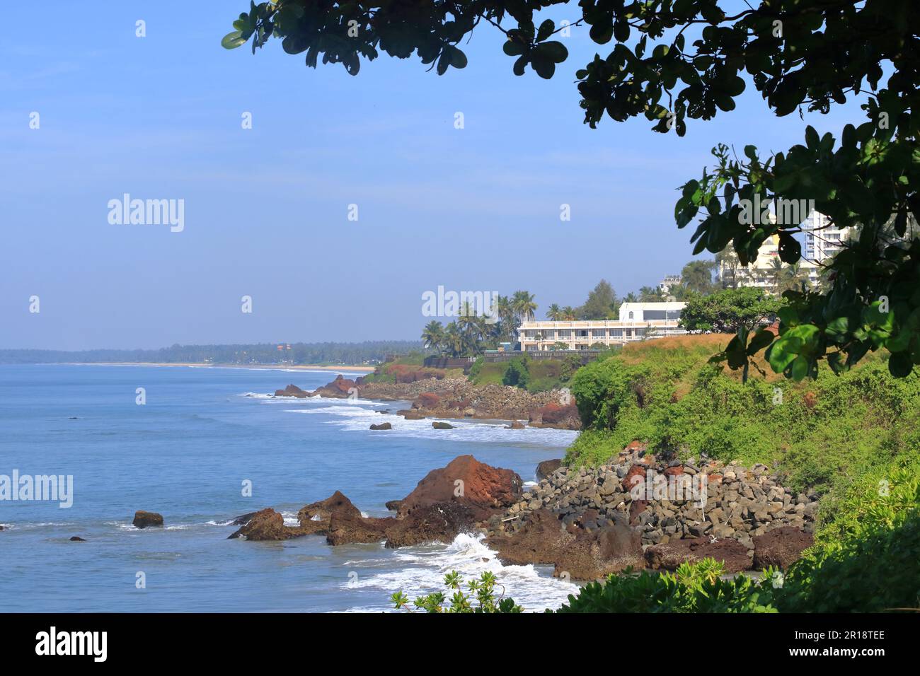 Beautiful tropical landscape seen from the Kannur lighthouse in Kerala ...