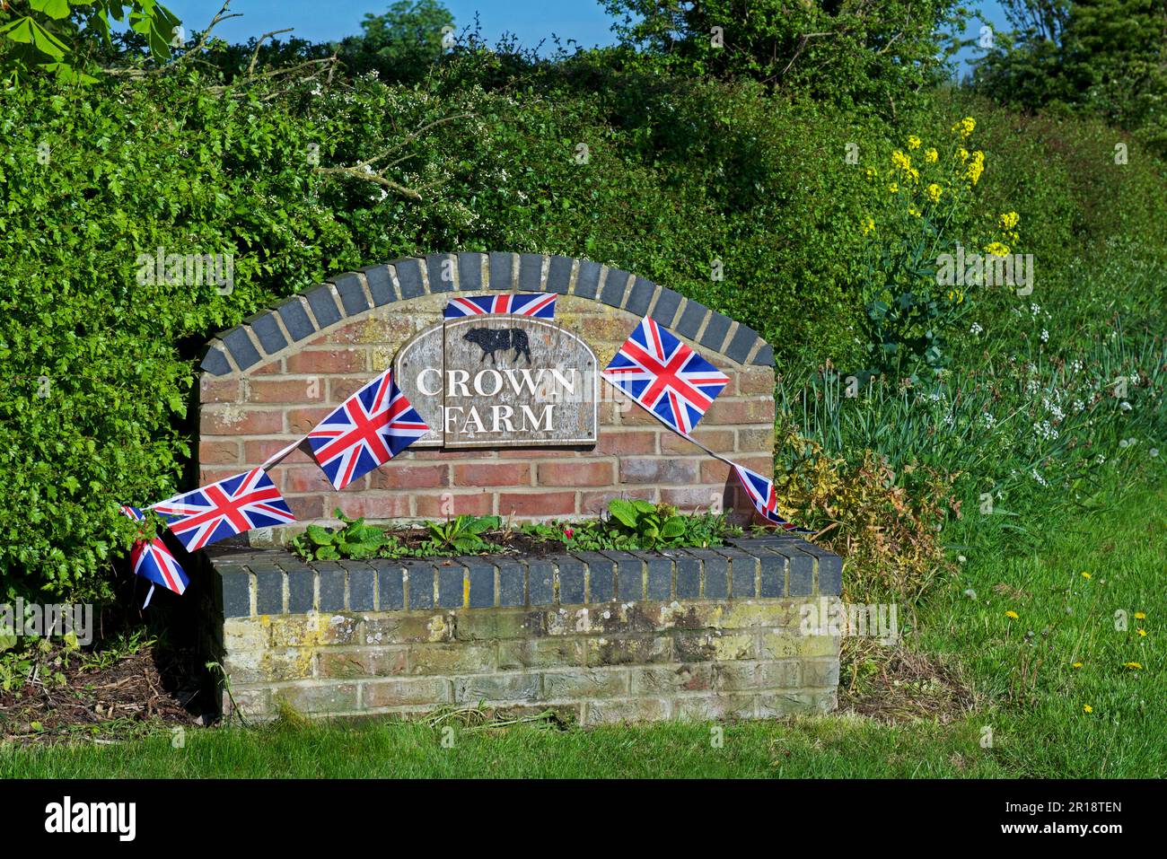 Sign for Crown Farm, in the village of Welwick, East Yorkshire, England ...