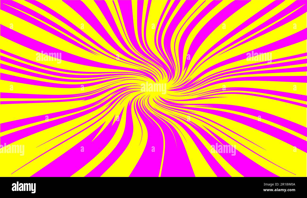 Yellow-pink background with spiral funnel lines in space. Vector image ...