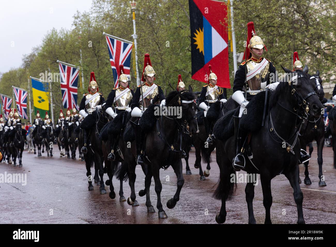 Household Cavalry parading along The Mall during King Charles ...