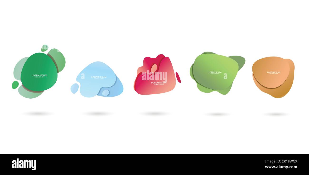 Fluid frame isolated on white background. Set of abstract liquid shapes ...