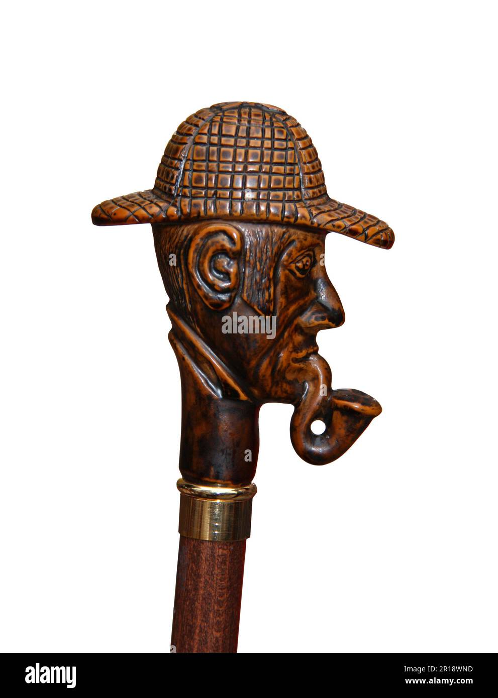 A Wooden Sherlock Holmes Walking Stick Head Stock Photo - Alamy