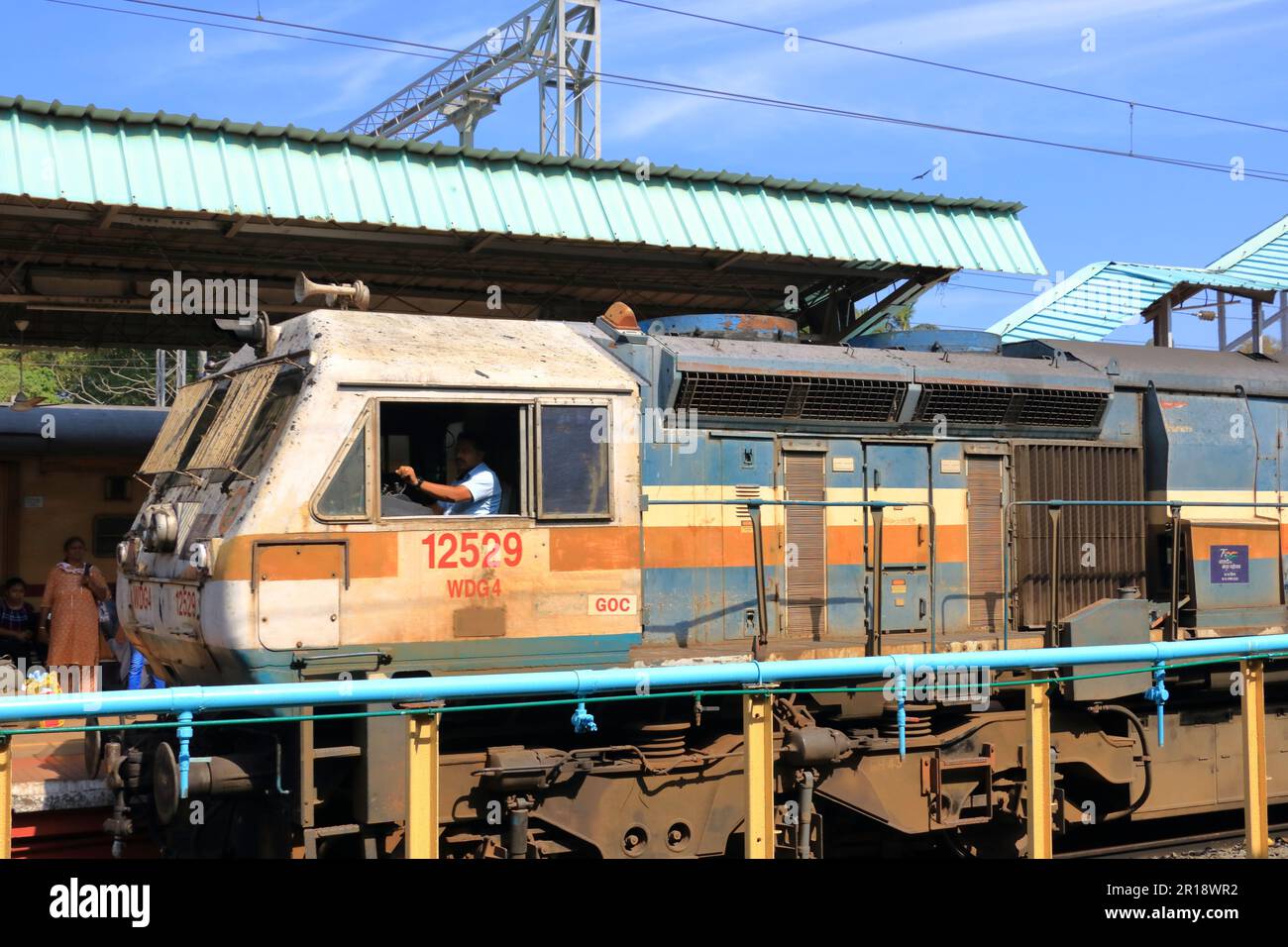 December 30 2022 - Kannur, Kerala in India: People waiting for the Train at Railway station in ...