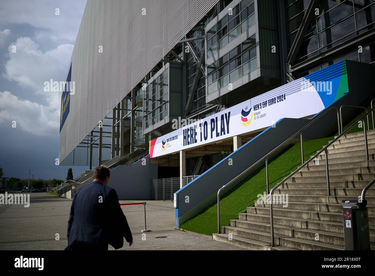 Feature, Banner - Here to Play - in front of the Merkur Spiel-Arena ...