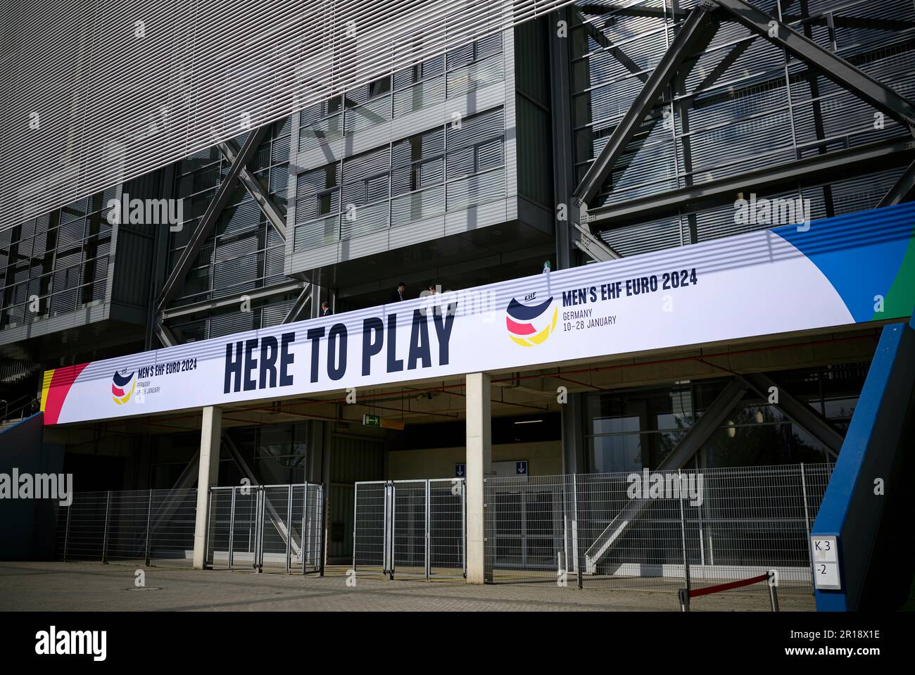 Feature, Banner - Here to Play - in front of the Merkur Spiel-Arena ...