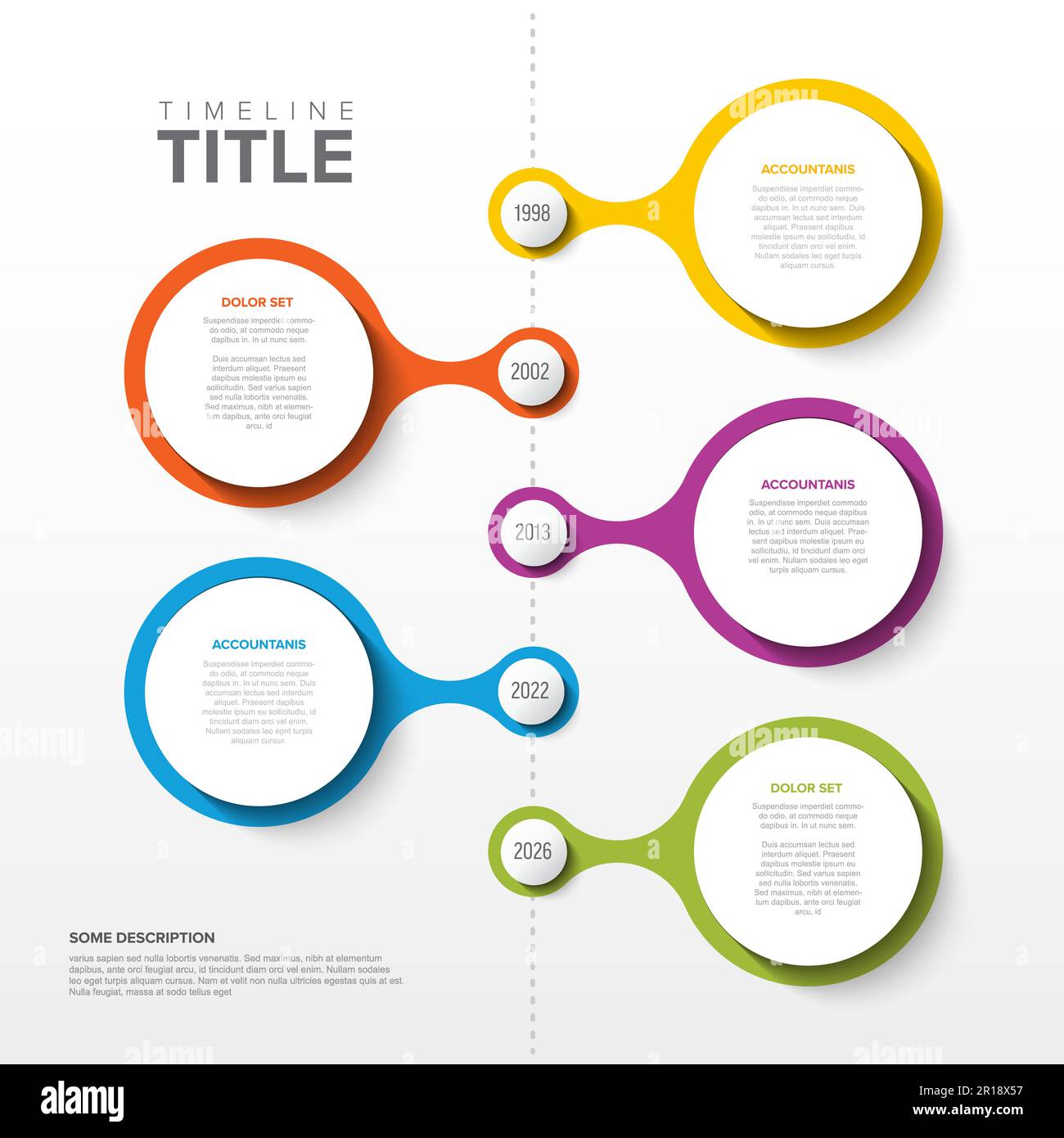 Vector light vertical progress steps template made from six circle ...