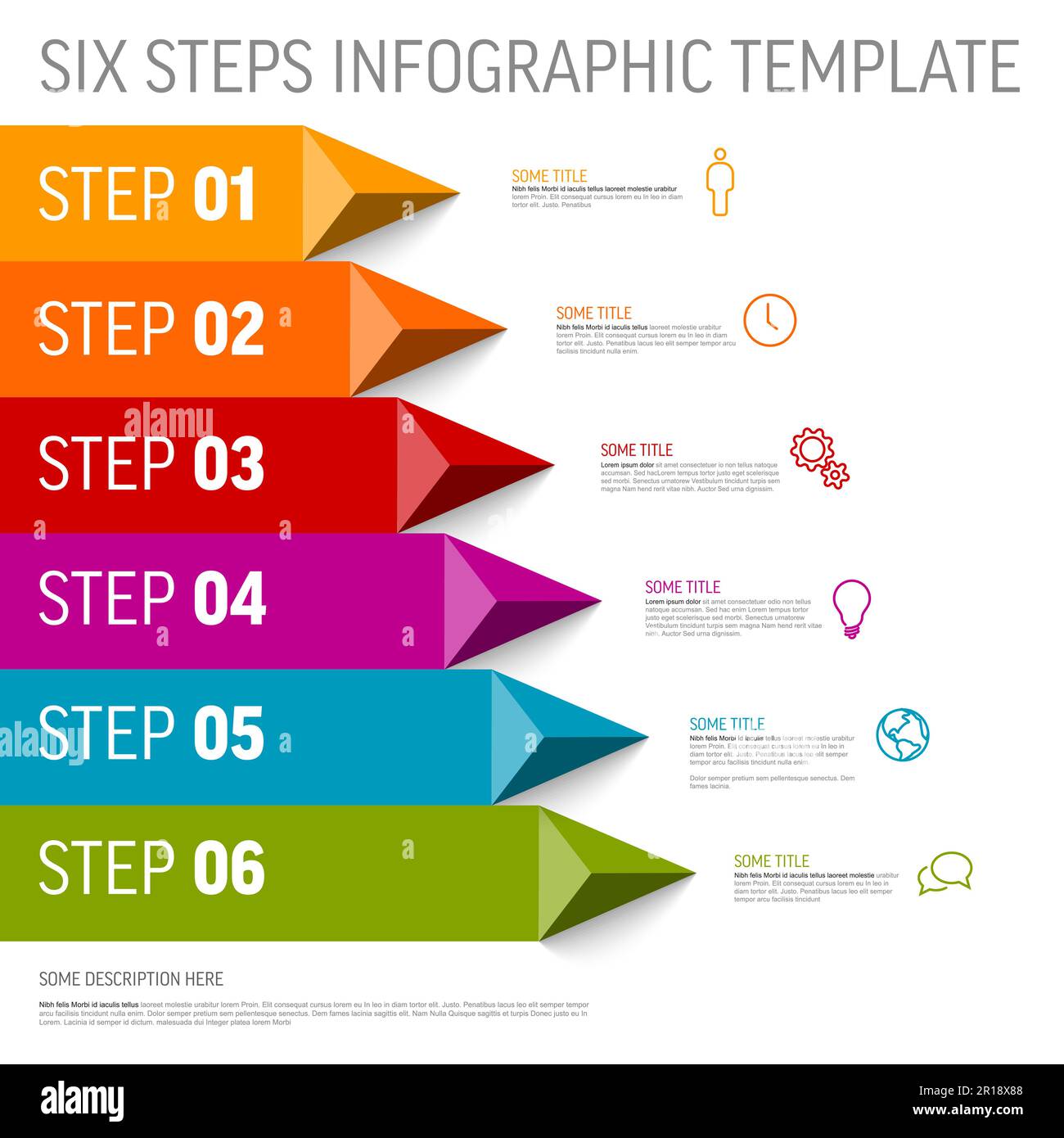Vector multipurpose Infographic template with title and six steps items ...