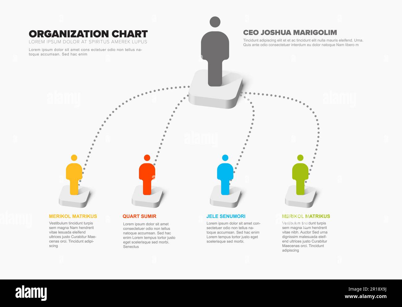Minimalist company organization hierarchy 3d chart template with the ...
