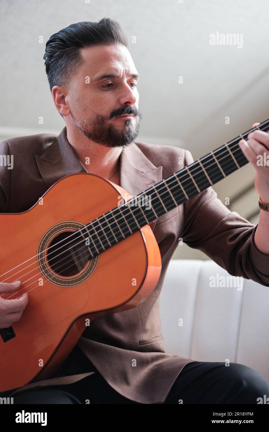 Madrid, Spain. 12th May, 2023. Singer Riki Rivera, seen posing during ...