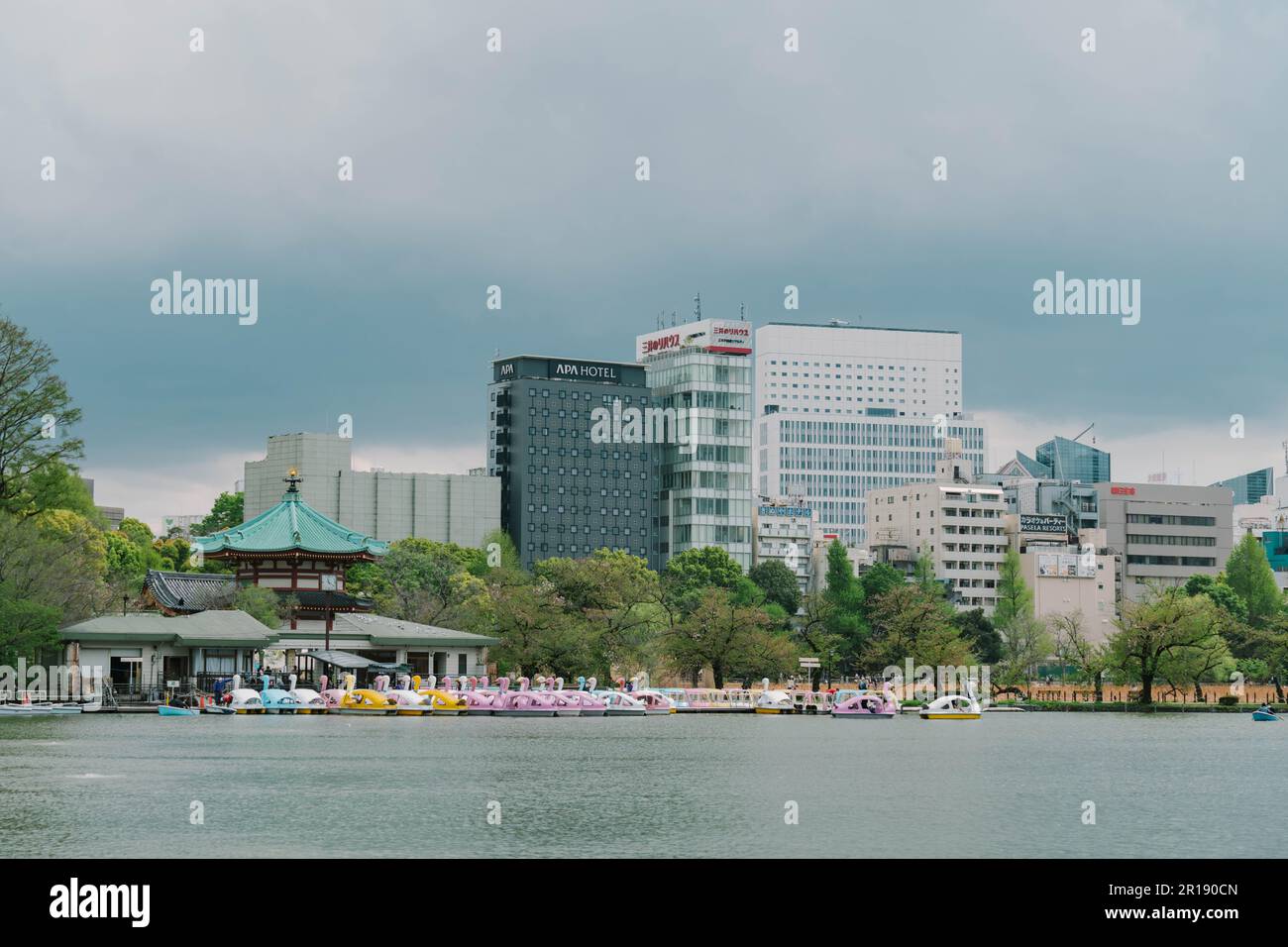 Ueno, Japan, April 7, 2023 : Swan paddle boats for rent at Shinobazu ...