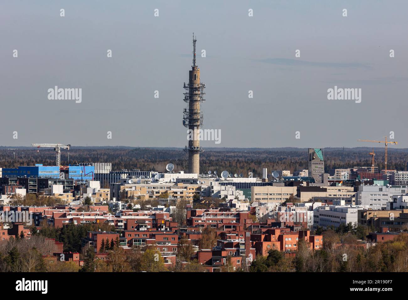 Aerial view of Helsinki, Finland. Yle Transmission Tower Stock Photo ...