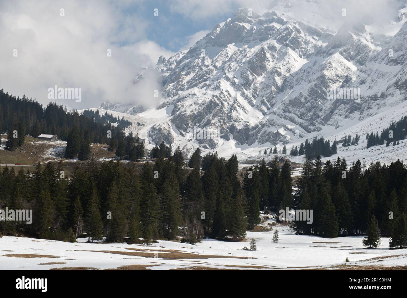 A scenic view of Santis mountain in the Alpstein massif of Switzerland ...