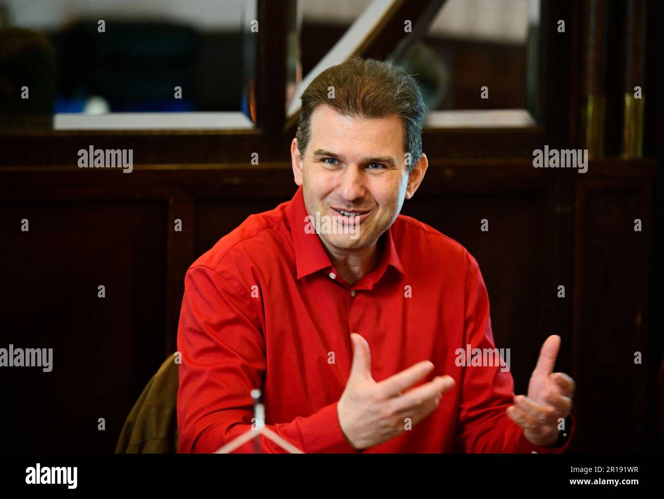 Opera conductor Tomas Hanus speaks during the press briefing with ...