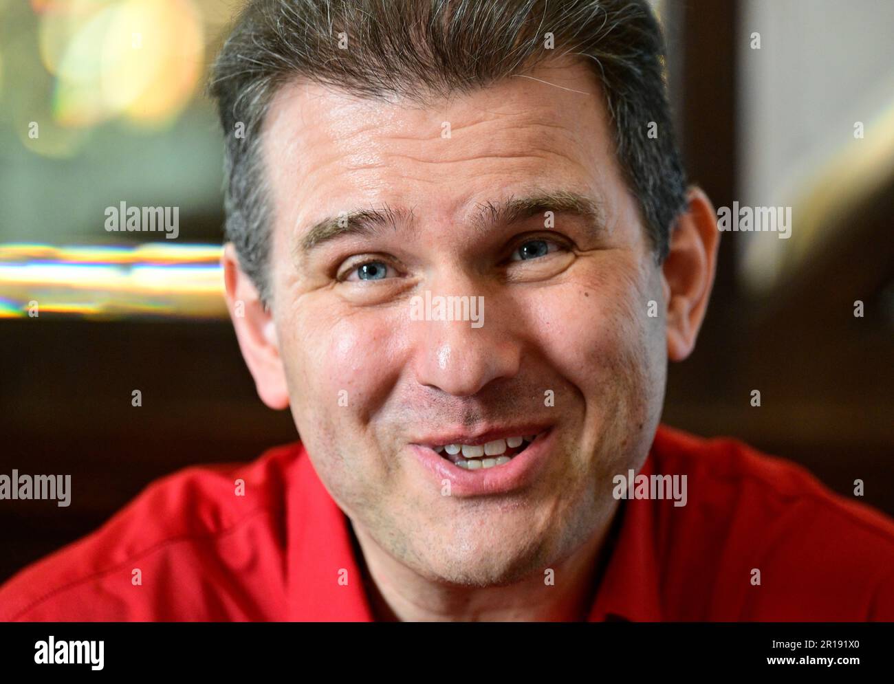 Opera conductor Tomas Hanus speaks during the press briefing with ...